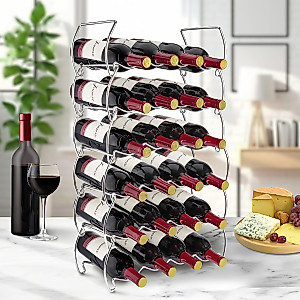 Sorbus® 3-Tier Stackable Wine Rack - Classic Style Wine Racks for Bottles - Perfect for Bar, Wine Cellar, Basement, Cabinet, Pantry, etc - Hold 12 Bottles, Metal (Silver)