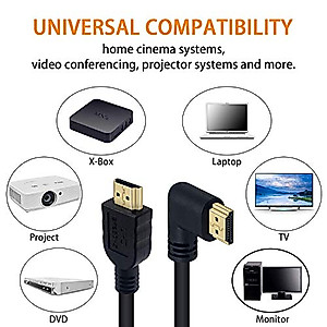 Poyiccot 8K HDMI 2.1 Cable 6feet，8K HDMI 48gbps 90 Degree Right Angle HDMI to HDMI Cable, HDMI 2.1 Cable with 8K 60Hz Video and 3D HDR for TV/Xbox /PS4 /PS5(M/M Right)