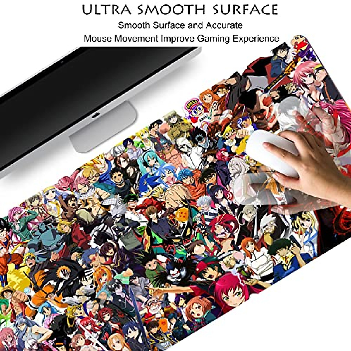 KINPLE Extended Large Gaming Mouse Pad, Full Desk Keyboard Mouse Pad, XXL Bigmouse Pad with Anime, Waterproof and Anti-Skid for Office Desk Decor . (35.4×15.75×0.1 inch)