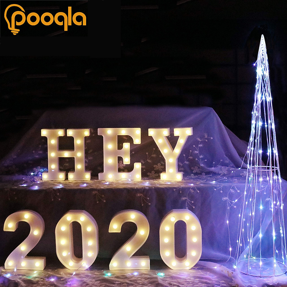 Pooqla LED Marquee Letter Lights Sign, Light Up Alphabet Letter for Home Party Wedding Decoration R