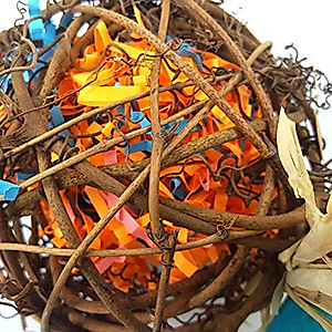 N/ hfjeigbeujfg Bird Toy,Parrot Cage Chewing Toys Small Parrot Chewing Toy Rattan Ball with Paper Strips for Budgie Parakeet Bird - Random Color