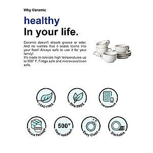 LE TAUCI 6 oz Cappuccino Cups with Saucers, House-warming Gift, Ceramic Embossment Coffee Cup for Au Lait, Double shot, Latte, Cafe Mocha, Tea - Set of 4, Arctic white