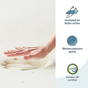 LUCID 2 Inch Traditional Foam Mattress Topper - Hypoallergenic - Ventilated - Conforming Support - Queen