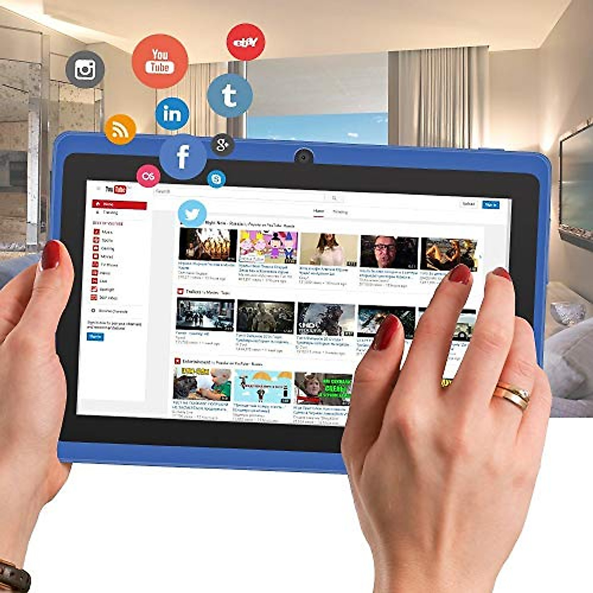 G-Anica Tablet PC 7 inch,Android Quad Core Tablet Computer with Keyboard,Dual Camera,40GB Storage Capacity,Capacitive Touch Screen,Support WiFi,Bluetooth,GPS(with Stylus) (Blue)