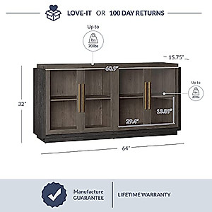 BELLEZE Sideboard Buffet Cabinet, Modern Wood Glass-Buffet-Sideboard with Storage, Console Table for Kitchen, Dinning Room, Living Room, Hallway, or Entrance - Brixston (Brown)