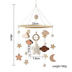 Baby Crib Mobile for Boys Girls| Boho Nursery Mobile| Gender Neutral Hand-Crocheted Mobile| Ceiling Mobile - Stars, Clouds, Moon
