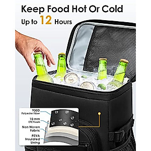 TACTICISM Backpack Cooler 38 Cans Tactical Lunch Backpack for Men Work - Molle Soft Cooler Backpack Insulated Waterproof Leak Proof - Camping Beach Kayaking Hiking Fishing Accessories - Black