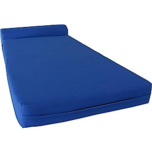 D&D Futon Furniture Royal Blue Sleeper Chair Folding Foam Bed Sized 6" Thick X 32" Wide X 70" Long, Studio Guest Foldable Chair Beds, Foam Sofa, Couch, High Density Foam 1.8 Pounds.