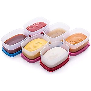 Reusable Airtight Food Containers pk. of 6-3 oz. for Snacks, Baby/Toddler Food/Puree, Condiments, Picnics Food Prep, Lunch, Plastic Food Storage Containers–Dishwasher, Microwave, Freezer Safe BPA free