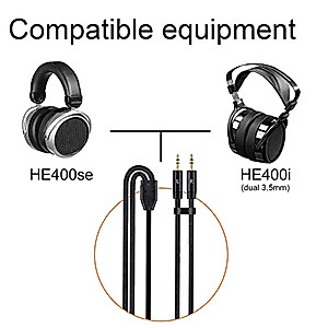 HE400SE Replacement Cable Cord for Hifiman HE4XX HE400SE HE400I(3.5mm Plug Version) Headphone Cable, 5.9Ft to 16Ft Coiled Cable (Dual 3.5mm Plugs)