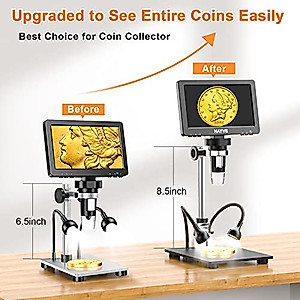 Hayve 7'' HDMI Digital Microscope,1200X Coin Microscope with IPS Screen, 16MP Soldering Microscope with Lights, 8.5'' Long Stand, View Entire Coin, Compatible with PC/TV, 32GB Card