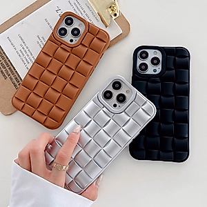 Ginkgonut Compatible with iPhone 13 Pro Max Case for Women/Girls, Cute 3D Laid Desgin Soft Silicone Shockproof Raised Bumper Corners Case for iPhone 13 Pro Max（Black）