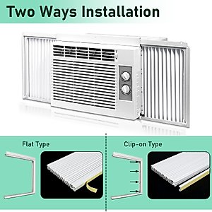 Flehomo Window Air Conditioner Side Panels with Double Layers, Adjustable Insulation AC Side Panel, Window Unit Replacement Screen, Fits Up to 17" x 10", White