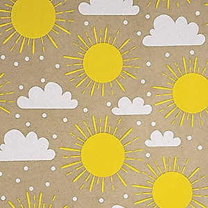 RUSPEPA Kraft Wrapping Paper Roll - Sun and Cloud Design Great for Birthday, Party, Baby Shower - 17 Inches X 32.8 Feet