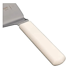 Dexter Stainless Steel Perforated Turner with White Polypropylene Handle - 8"L Blade