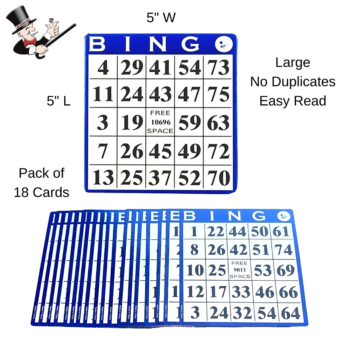 MR CHIPS Bingo Game with Bingo Cards and Chips - 18 Bingo Cards, 300 Bingo Chips and Bingo Calling Cards - Fun Bingo Games for Family, Reusable Bingo Cards, Bingo Game for Kids
