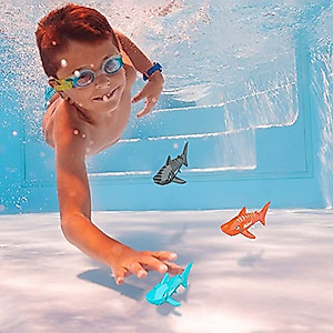 Lylyzoo Remote Control Sharks, 1:32 Scale Mini RC Shark, USB Rechargeable Bathtub Pool Toys for Boys Girls Birthday Gifts (BLUE-27MHZ)