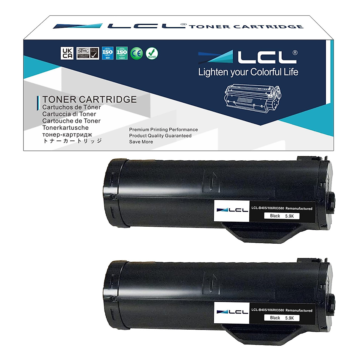 LCL Remanufactured Toner Cartridge Replacement for VersaLink B405 B400 B400DN B400N B405DN 106R03580 (2-Pack Black)