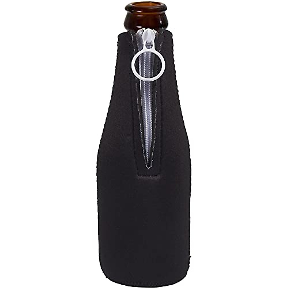 12 oz Black Neoprene Bottle Sleeves with Zipper for Beer, Soda, Beverages (12 Pack)