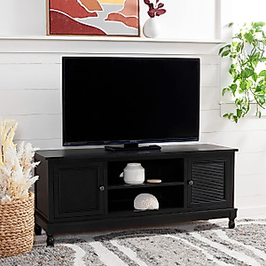 SAFAVIEH Home Collection Ryder Black 2-Door 1-Shelf Entertainment Stand up to 55" Flatscreen TV Media Unit