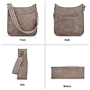 HKCLUF Crossbody Bag for Women,Vegan Leather Hobo Handbags Women Fashion Shoulder Bags Cross-body Bucket Purse with 2PCS Adjustable Guitar Strap(Apricot Pink)