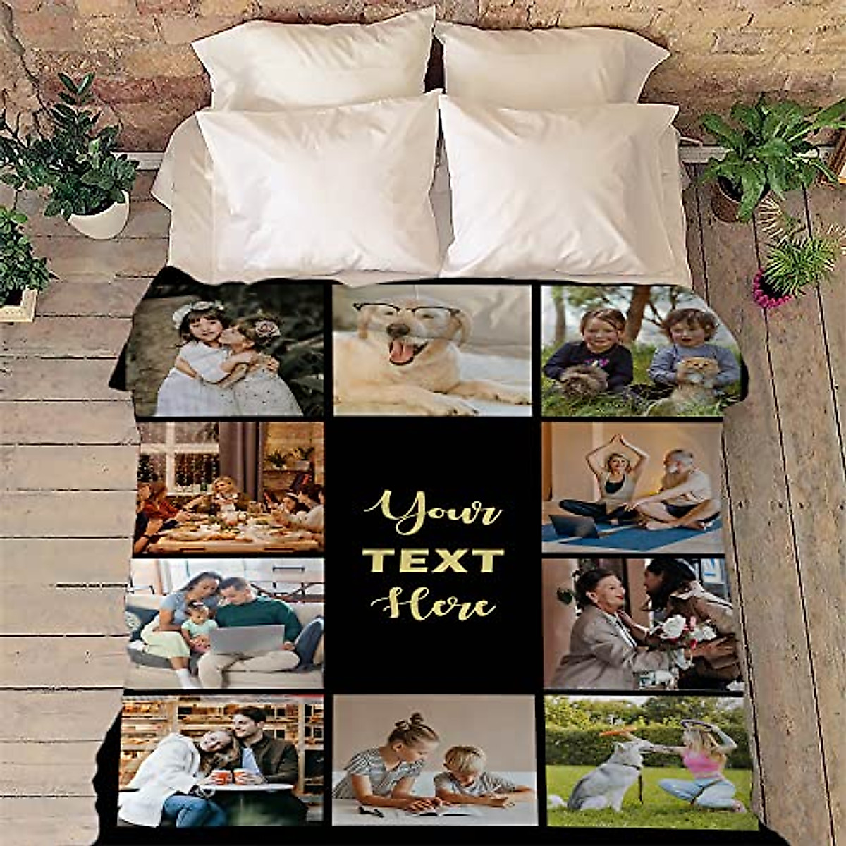 Personalized Photo Blanket For Couples, Friends, Family For Birthday, Anniversary, Christmas, Thanksgiving, Custom Collage And Text Blanket Gifts, Soft And Warm Premium Quality Blanket, Printed In USA