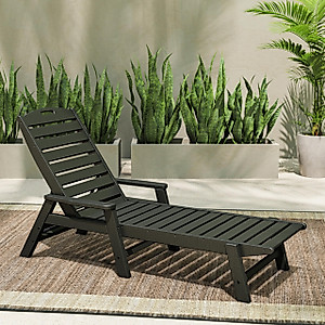 POLYWOOD NCC2280MA-P Nautical Arms Chaise, 78.5in. x 27in. x 39in, Black