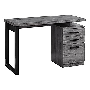 Monarch Specialties Laptop Table with Drawers for Home & Office-Contemporary Style Computer Desk, 48" L, Grey-Black Metal Leg