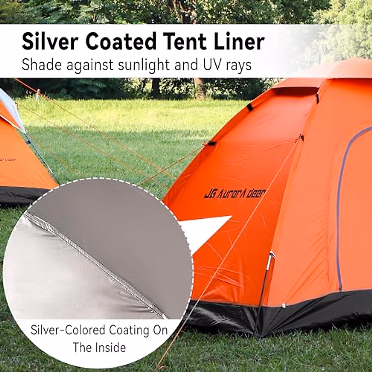 JG AURORA DEER Camping Tent 2 Person Tents for Camping Backpacking Tent for One 1 to 2 Persons Lightweight Waterproof Camping Hiking Tent for Adults Kids Scouts(2 * 1.4m)