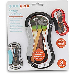 Good Gear 3 Pieces Baby Stroller Hooks, Curved Hook Clips with TPE Grips, Shopping Cart Bag Holder
