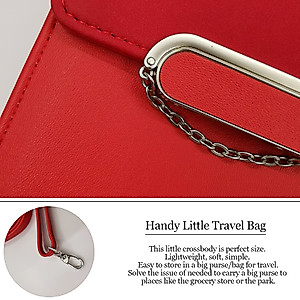 Aovtero Small Cell Phone Crossbody Purse for Women Mini Shoulder Handbag Wallet with Credit Card Slots (Red)