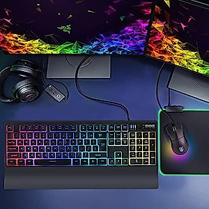 KOLMAX K3 RGB Gaming Keyboard and Mouse Combo,RGB Mechanical feel Gaming Keyboard with Ergonomic Detachable Wrist Rest, Programmable 7200 DPI RGB Gaming Mouse for Windows PC Mac Office/Gaming/Xbox/PS4
