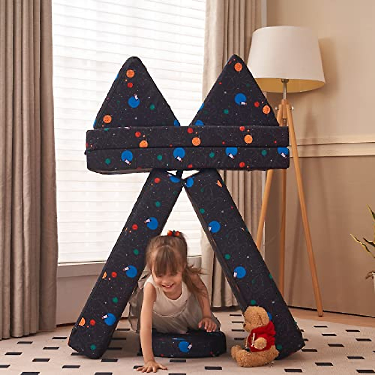 jela Kids Couch Extended Size 10PCS with futons, Floor Couch Floor Sofa Modular Furniture for Kids and Adults, Modular Foam Play Couch, Modular Sectional Sofa (Galaxy)