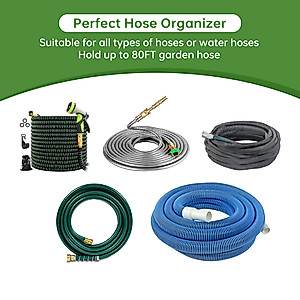 Jantens Heavy Duty Hose Holder Wall Mount for Outdoor, Fits 3/4 Inch to 1-1/4 Inch Railing, Powder Coated Steel Hook for Expandable Hose, Water Hose, Pocket Hose, Flexible Hose, Magic Hose - Black