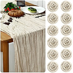 Cheesecloth Table Runner Wedding Table Runner Vintage Gauze Table Runner Boho Tablecloth, 35 x 120 Inch (Beige, 12 Pcs)