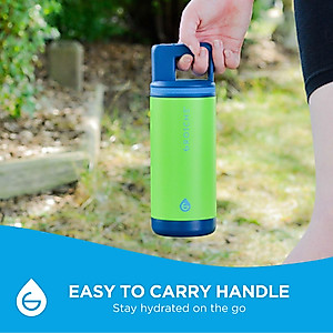 GROSCHE Alpine Flip n' Sip 16oz Insulated Kids Water Bottle - Stainless Steel, Leakproof Flask with Straw - Perfect for Gym, Travel & Outdoor Use - Keeps Water Cold upto 60 hrs - Dino Green