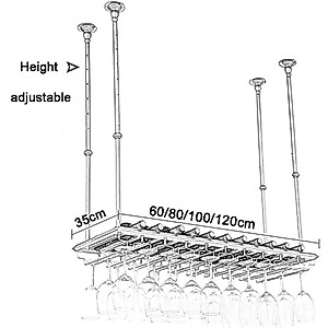 Wine Racks Ceiling Metal Wine Bottle Holder Hanging Stemware Glass Holder Storage Rack Home & Kitchen Decor, Save Space, for Bars, Restaurants