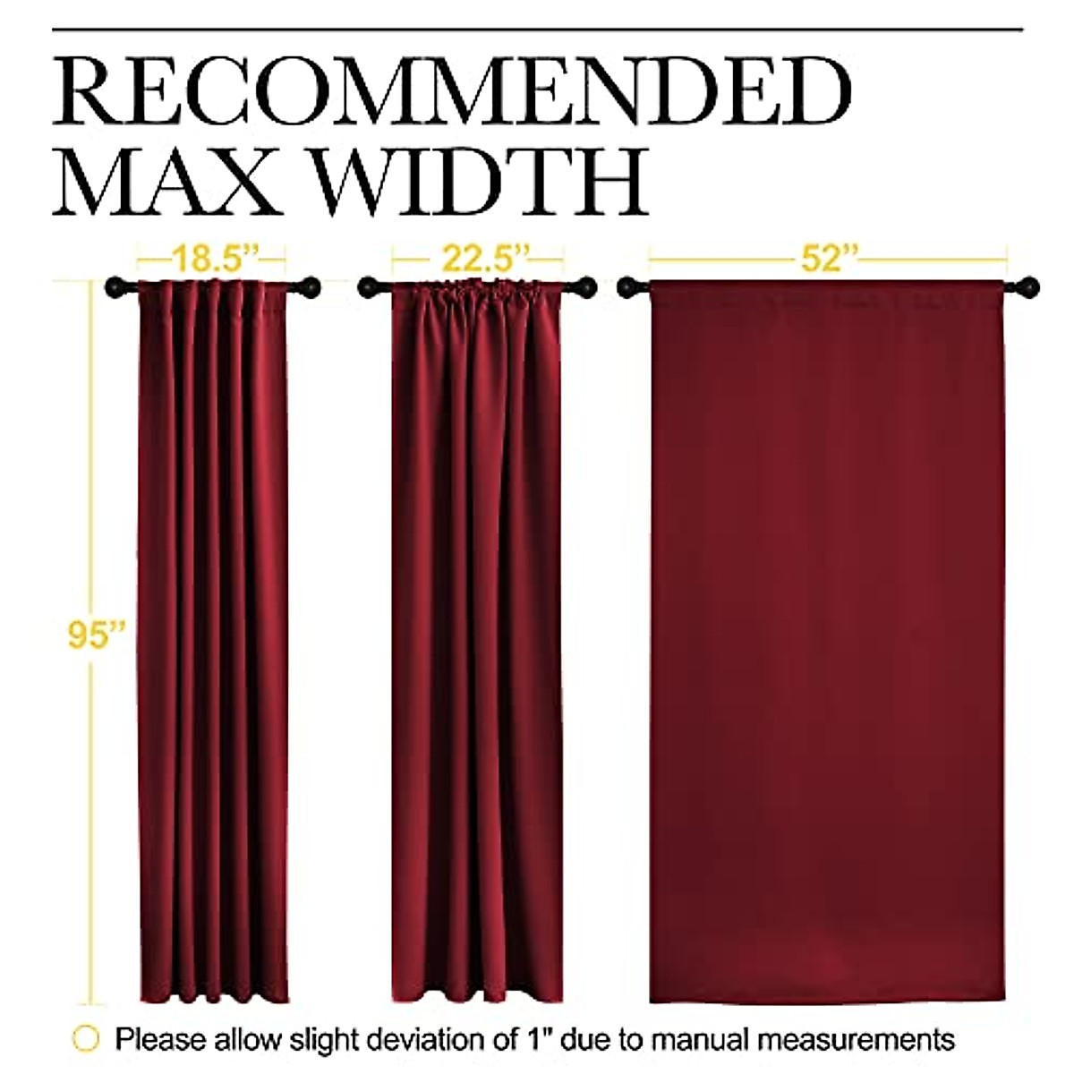 NICETOWN Christmas Burgundy Curtains Blackout Draperies Panels, Thermal Insulated Blackout Drapes for Sliding Door, Burgundy Red Color, 52" x 95", 2 Panels