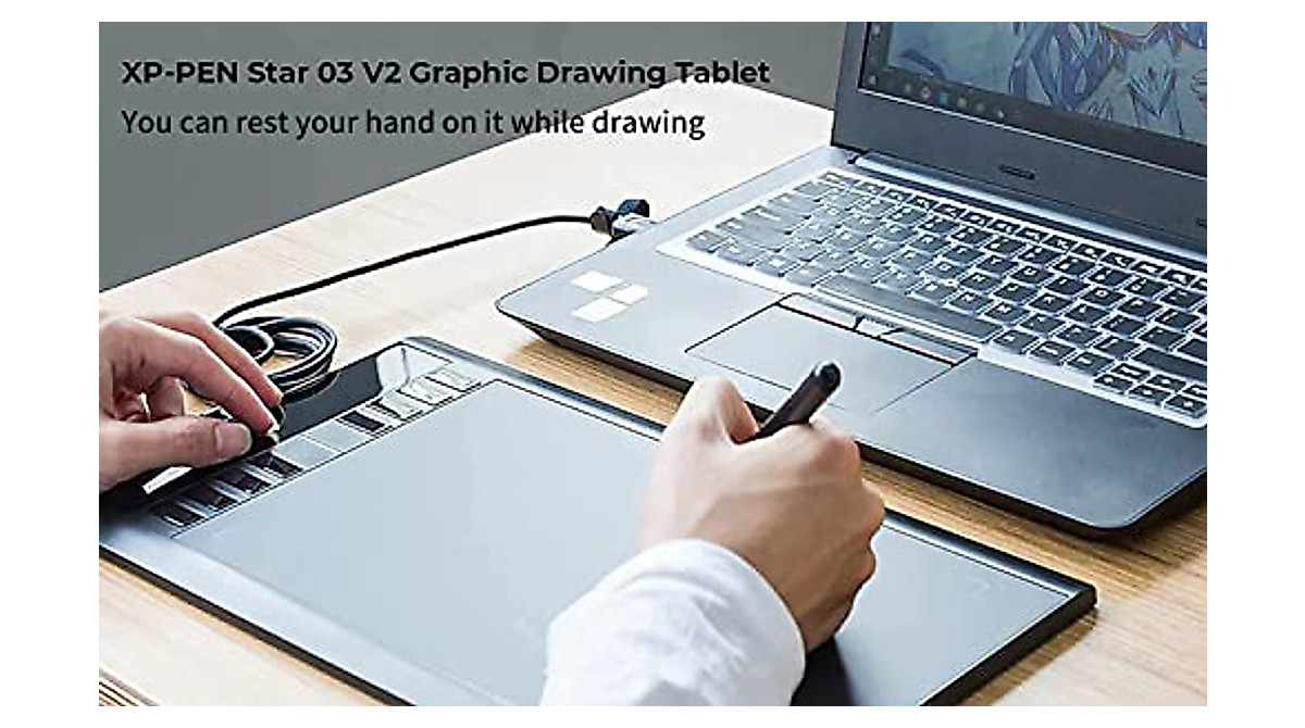 XPPen Star03 V2 Drawing Tablet Graphics Drawing Pen Tablet with 8192 Levels Pen Pressure Battery ...