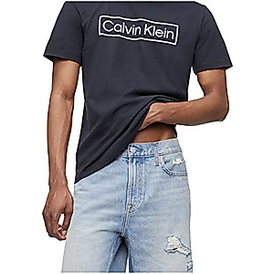 Calvin Klein Men's CK Box Logo Crewneck T-Shirt, Black Beauty, X-Large