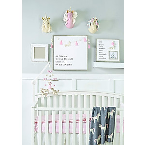 Mud Pie Soft Cotton Nursery Decor Unicorn Blanket, Grey