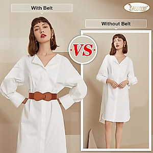 JASGOOD Women Stretchy Belt for Dresses Vintage Elastic Wide Waist Belt, D-Black+White+Brown