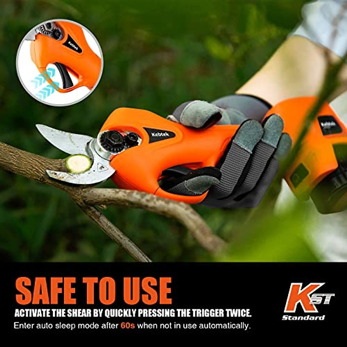 Pruning Shear Battery Powered, Kebtek Electric Pruning Shears Cordless Portable Electric Pruner with 2Pack 2Ah Rechargable Batteries -16.8V 25MM(0.98Inch)Cutting Diameter2