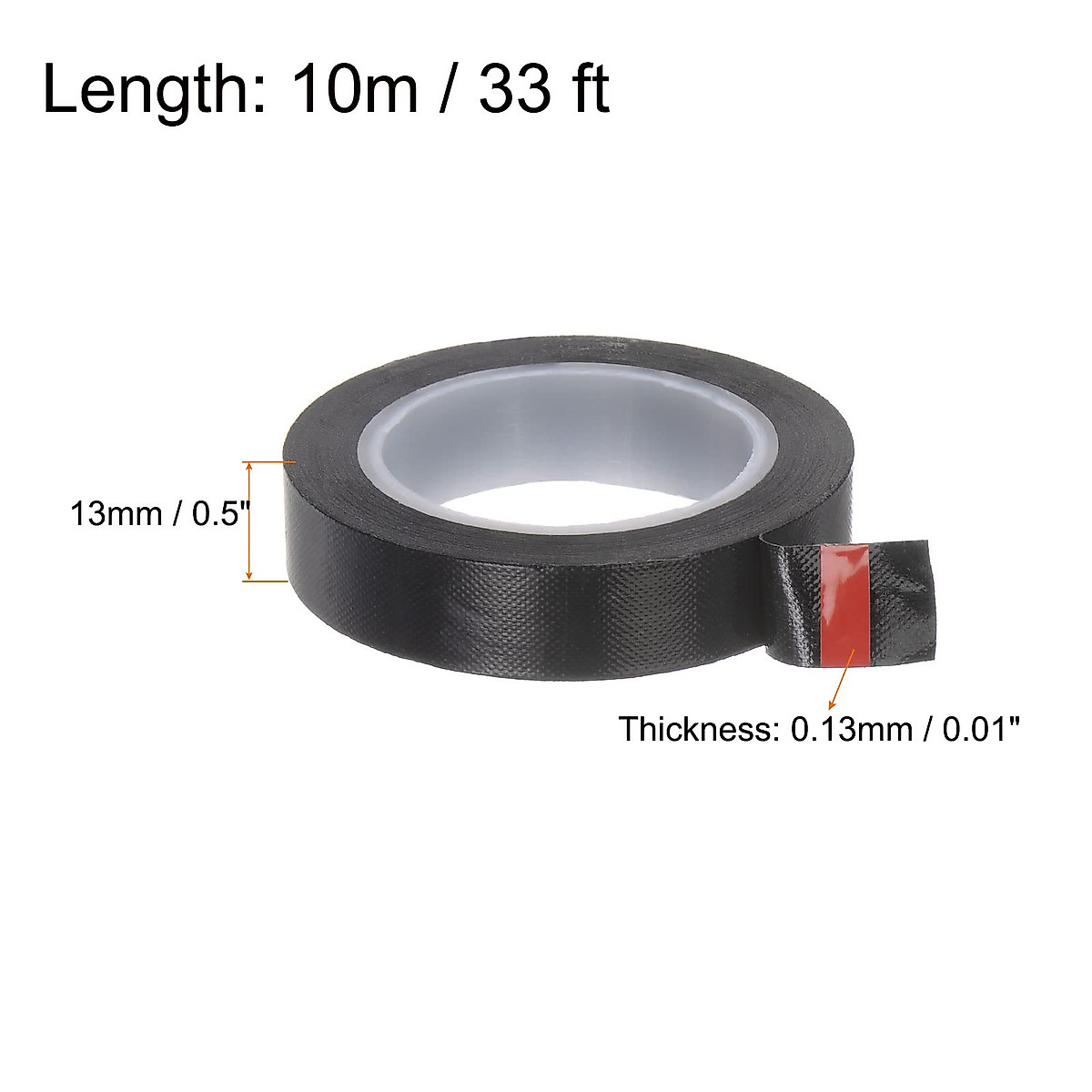 HARFINGTON Fabric PTFE Tape Roll, 0.5" x 33 ft High Temperature PTFE Adhesive Tape 0.13mm Thickness for Vacuum Sealer Machine Hand Impulse Sealers, Black