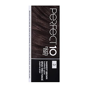 Clairol Nice'n Easy Perfect 10 Permanent Hair Color, 3 Darkest Brown, Pack of 2