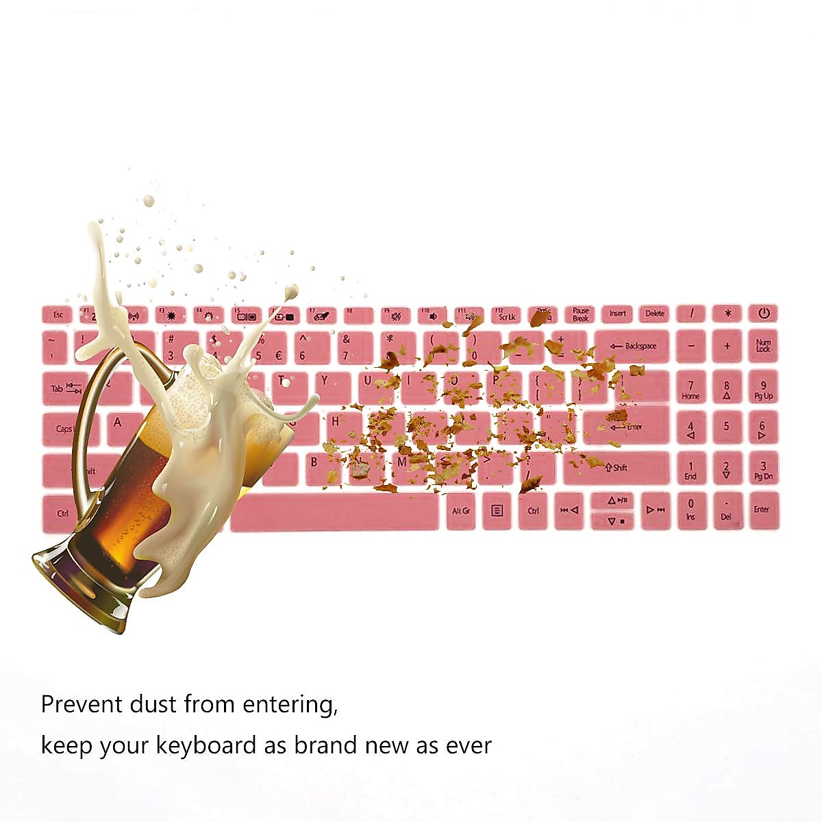 2PCS Keyboard Cover for 15.6” Acer Aspire 5 Slim Laptop A515-55 A515-55T A515-55G A515-43 A515-44G A515-54 A515-54G, Acer Aspire 3 A315/Swift 3 SF315,15.6 inch Protective Skin-Pink+Clear