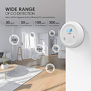 X-Sense Carbon Monoxide Detector Alarm, Replaceable Battery-Operated CO Alarm Detector with Digital Display, CO03B