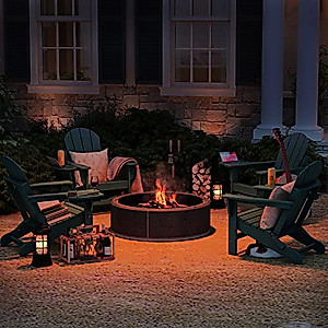 NAVINE Folding Adirondack Chair Set of 4 with Cup Holder Weather Resistant Plastic Fire Pit Chairs, Patio Chairs, Lawn Chair, Ideal for porches, patios, patios, poolsides, Decks.(Dark Green)