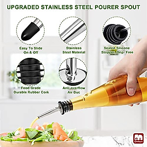 GMISUN Oil and Vinegar Dispenser Set, Olive Oil Dispenser Bottle for Kitchen, Cooking Oil Container Cruet Set, Clear Glass Bottles Vegetable Oil Dispenser with Label, Decorative (2 Pack, 17oz)