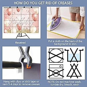 ASOONYUM 6x4ft Glitter Pink Gold Birthday Backdrop for Women Girls Rose Golden Balloon Background for Photography Happy Birthday Banner for 16th 21st 30th 40th 50th 60th Bday Decor